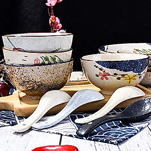 Whitenesser Japanese Retro Style Rice Bowl set of 4 Porcelain Small Bowl Set for Cereal Soup Dessert Snack