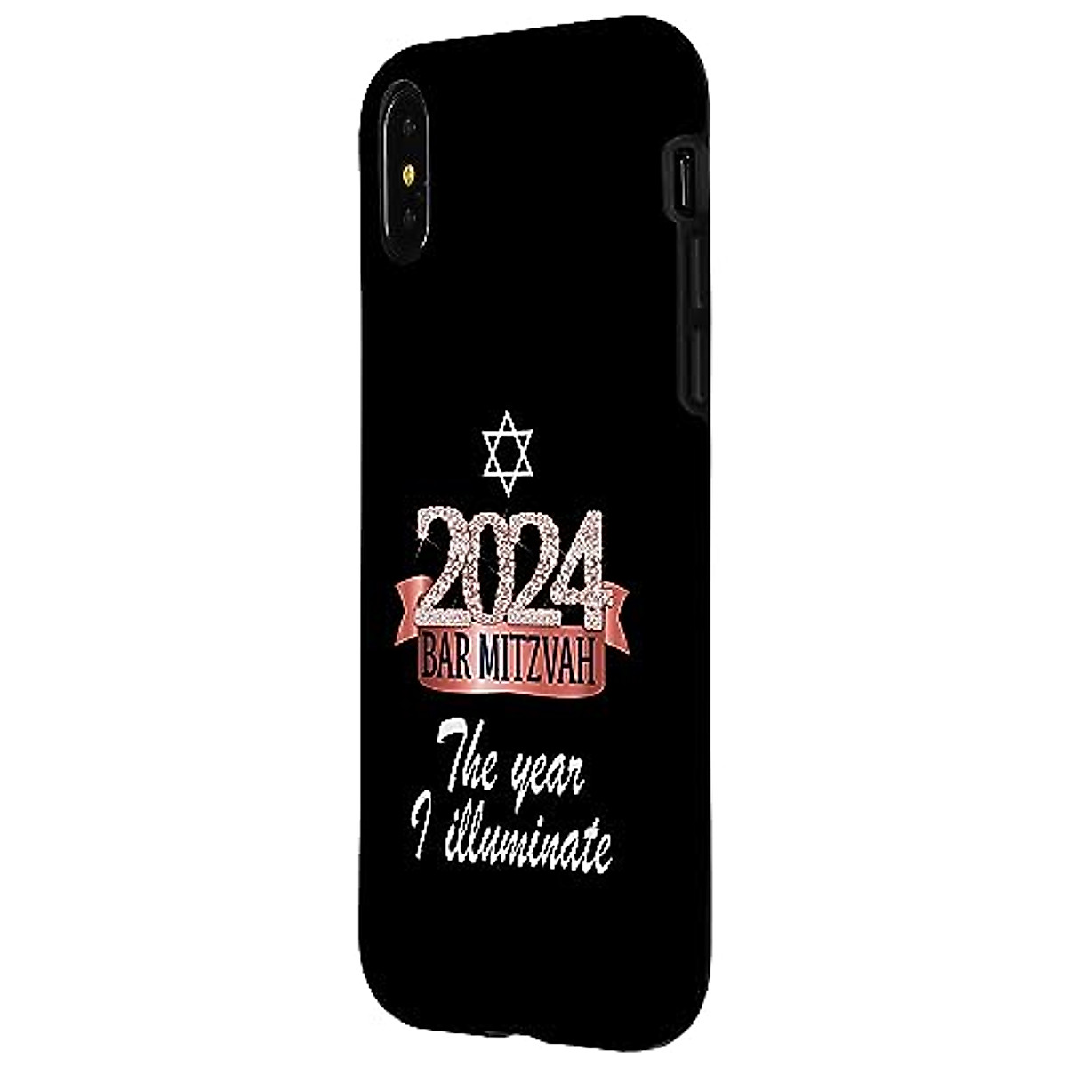 iPhone X/XS 2024 Bar Mitzvah Quote Festive Black Rose Decor Case