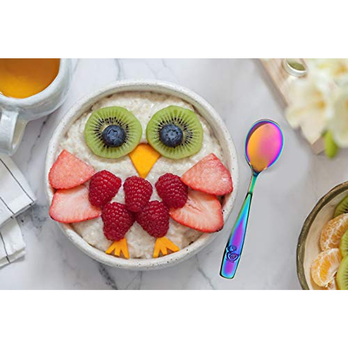 9 Piece Stainless Steel Rainbow Kids Spoons, Kids Cutlery, Child and Toddler Safe Flatware, Kids Silverware, Kids Utensil Set, Includes A Total of 9 Spoons, Ideal for Home and Preschools