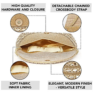 Aheli Clutch Purses Handmade Handbags Gift for Women Wedding Evening Party Bridal Clutch, Champagne Gold Color