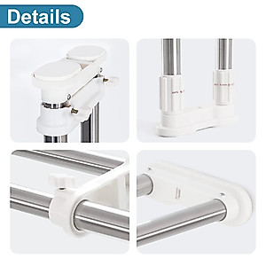 Hershii 2 Pack Expandable Closet Shelf Tension Rod Adjustable Metal Storage Rack Hanger Cabinet Organizer DIY Divider Separator for Wardrobe Cupboard Kitchen Bathroom, Ivory, 27.56-47.24 in