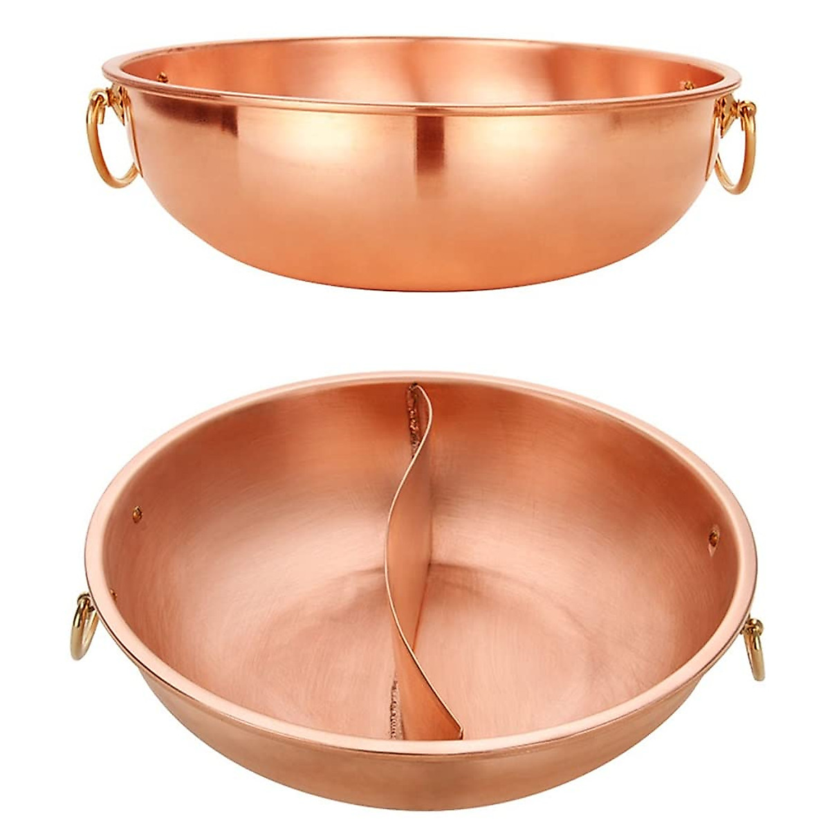 Chafing Dishes Copper Pot Hot Pot Thickened Pure Copper Old-fashioned Mandarin Duck Pot Home Pot Soup Pot Flat Bottom Induction Stove For Family Dinners And Outdoor Picnics (Color : Brass, Size : 32