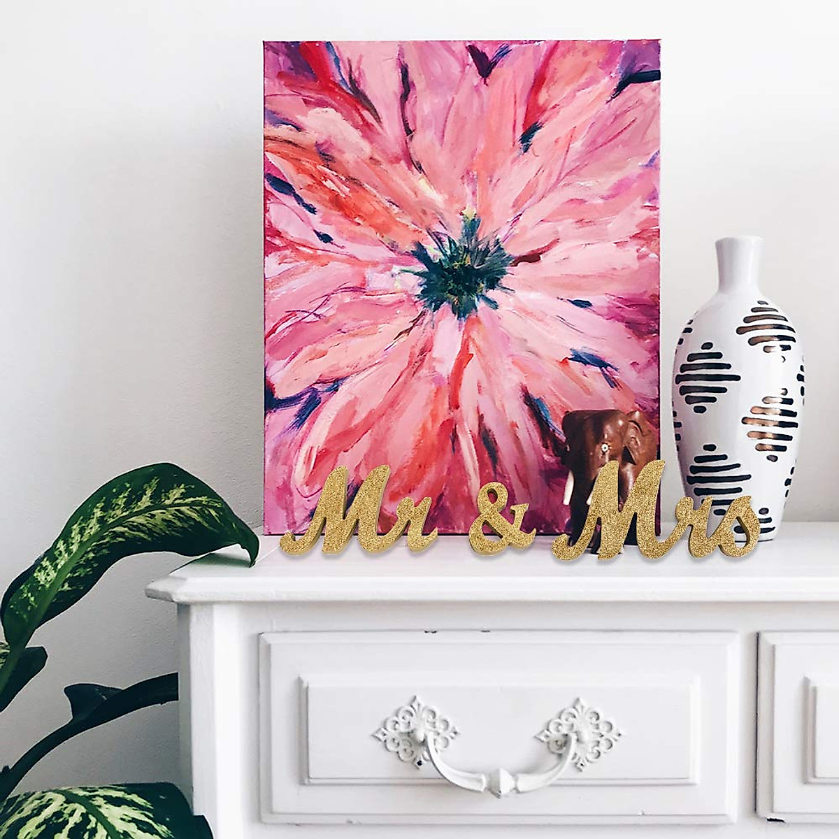 senover Mr and Mrs Sign Wedding Sweetheart Table Decorations,Mr and Mrs Letters Decorative Letters for Wedding Photo Props Party Banner Decoration，Wedding Shower Gift (Gold Glitter)