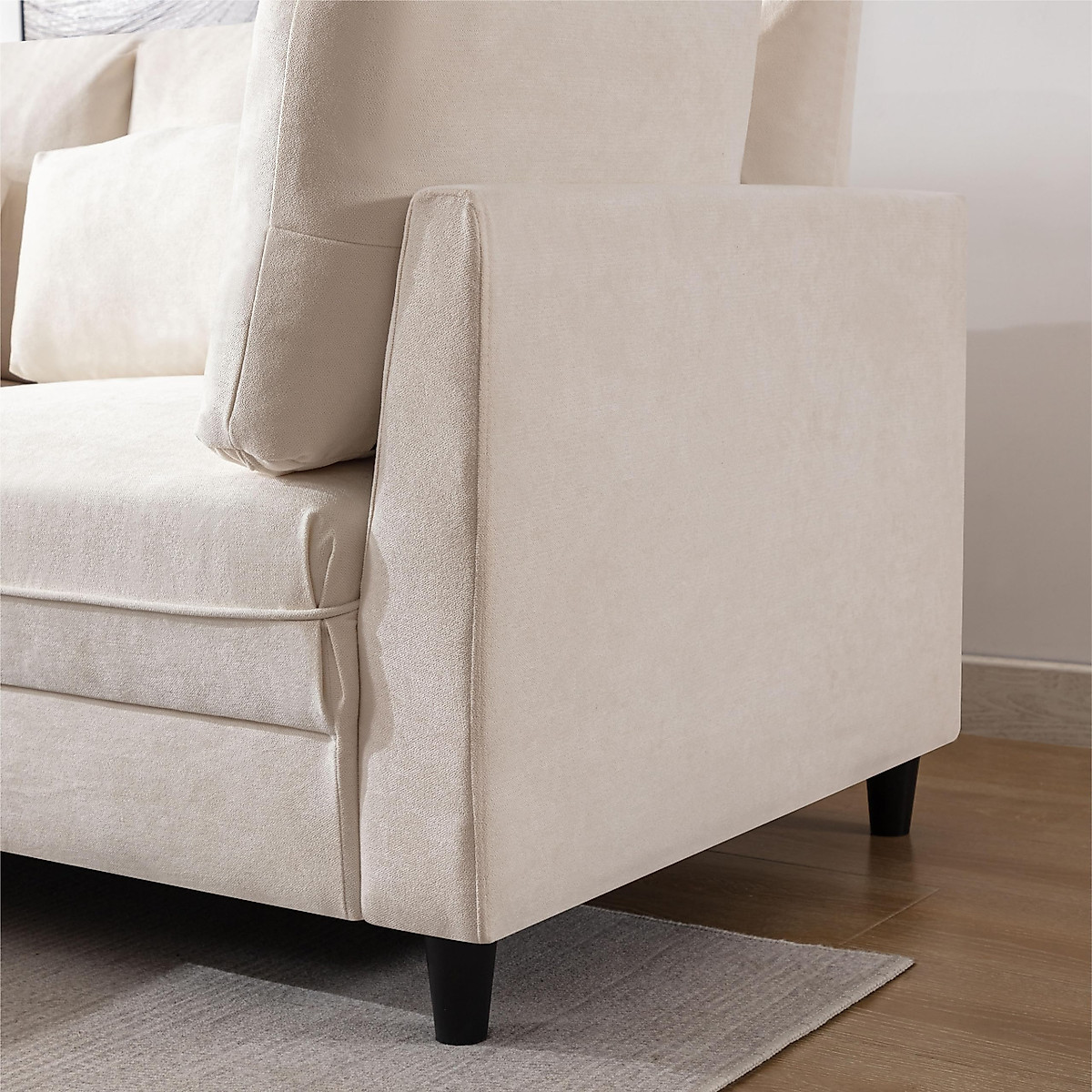 145'' Oversized Modular Sectional Sofa - Modern Extra Large U Shaped Couch with Ottamans, Large 6 Seater Modular Sofa with Reversible Chaise for Living Room, Office, Spacious Space (Beige)