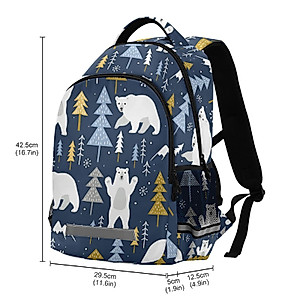 NFMILI Cartoon Polar Bear Kids Backpack Lightweight Middle School Elementary Bookbags for Boys Girls School Bag with Chest Strap 11.6 X 6.9 X 16.7 in