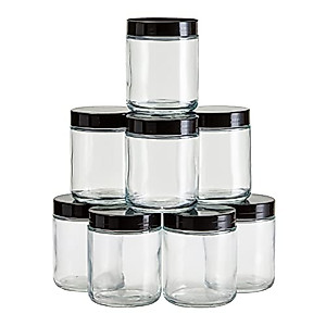 8 Pack Glass Candle Jars with Lids for DIY Projects, Straight Sided Cosmetic Containers for Body Butter, Scrubs, Lotion (8 oz)