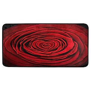 Kitchen Rugs Love Rose Red Flower Design Non-Slip Soft Kitchen Mats Bath Rug Runner Doormats Carpet for Home Decor, 39" X 20"