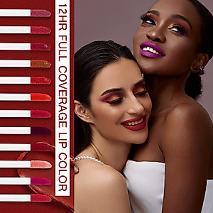 Luxsea Matte Liquid Lipstick Set 24 Colors Shining Lip Gloss Set Waterproof Long Lasting Lip Kit High Pigmented Moisturizing Lipstick Set for Women Girls (24 Colors)