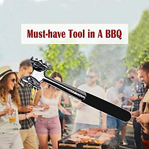 YICHA Kitchenware Professional Double Sides Nails Zinc Alloy Manual Meat Tenderizer Hammer Mallet, Non-slip ABS Handgrip, for Meat Ingredients, 8.7 inch, Black