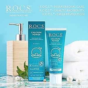R.O.C.S. Toothpaste - Mineralin Formula with Calcium, Bromelain and Xylitol - Best for Removing Plaque and Strengthening Enamel - Non-Fluoride Oral Care (Calcium Power, Pack of 1)