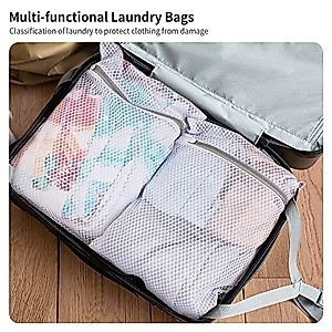 Small Honeycomb Lingerie Bags with Hanging Loop- 3 Pack MDSXO Mesh Laundry Bags for Washing Delicates, White Wash Bags for Socks, Bra, Mask, Baby Clothes 10*12 inch [3 Pack]