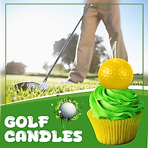 Threlaco 4 Pcs Golf Cake Topper Golf Cake Decorations Include 3 Pcs Golf Ball Birthday Candles, 1 Pcs Mini Golf Club for Golf Sport Themed Birthday Decorations