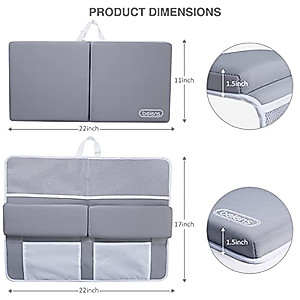 beiens Bath Kneeler and Elbow Rest Pad, 1.5'' Thick Quickly Dry Kneeling Pad and Elbow Support for Knee & Arm Support Large Bathtub Kneeling Mat with Toy Organizer for Happy Baby Bathing Time (Grey)