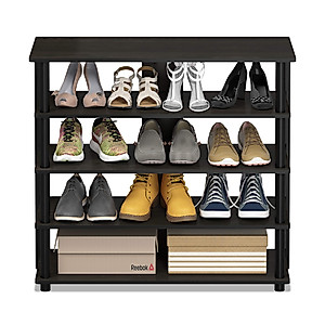 Furinno Turn-N-Tube 5 Tier Wide Shoe Rack, Espresso/Black 32 Inch