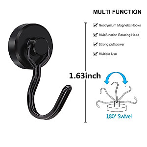 Magnetic Hooks，35Lbs ​Strong Neodymium Magnet Hook,for Hanging BBQ Grill Tools Pot Holders,Refrigerator,Cruise,Kitchen,Key Holder,Coat,(Black 10PACK)