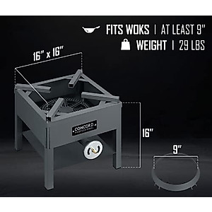 Concord Professional Single Banjo Wok Burner with Stand. Up to 270,000 BTU. Great for Home Brewing, Wok Stir Fry, Turkey, Etc. (16")