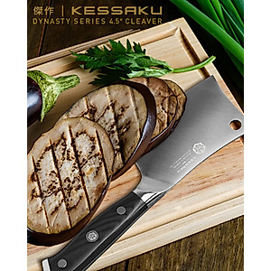 KESSAKU Mini Meat Cleaver - 4.5 inch - Dynasty Series - Heavy Duty - Razor Sharp Kitchen Butcher Knife - Forged ThyssenKrupp German High Carbon Stainless Steel - G10 Garolite Handle with Blade Guard