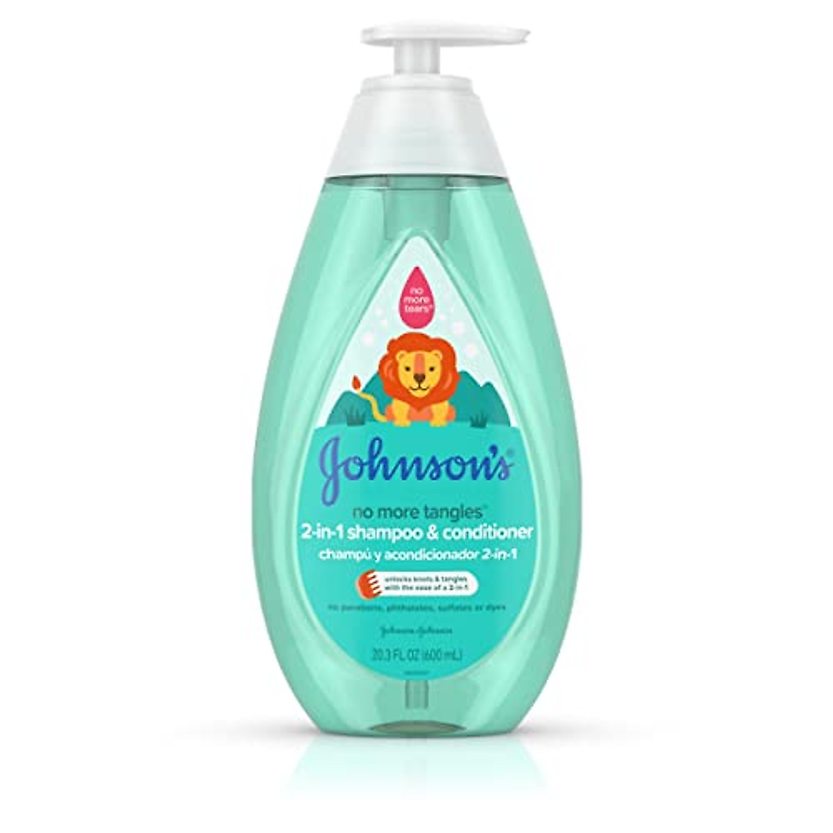 Johnson's No More Tangles 2-in-1 Detangling Hair Shampoo & Conditioner for Kids & Toddlers, Gentle & Tear-Free, Hypoallergenic & Free of Parabens, Phthalates, Sulfates & Dyes, 20.3 fl. oz