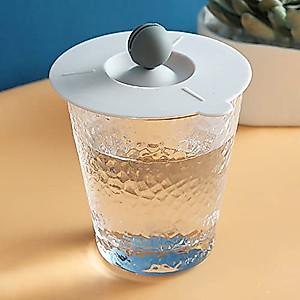 Yiser Cute Antidust Silicone Glass Cup Cover Coffee Mug Suction Seal Lid Cap Food Grade Silicone Cup Lids Silicone Cover Lids Food Grade Silicone Leakproof Sealed Cover Camp Mugs (Grey, One Size)
