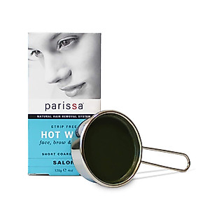 HOT (Hard) Wax Strip-Free (120g), Parissa Salon Style Hair removal waxing Kit for bikini, brazilian, face, upper lip, Eyebrow With after care Azulene oil
