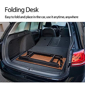 Frylr Small Folding Writing Desk with USB Ports & Power Plugs 31.5x15.7x29 Inch Small Office Computer Desks Portable for Home Office, Foldable Student Study Tables for Small Space, Walnut