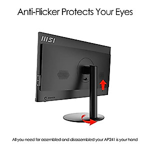 MSI PRO AP241 All-in-One Computer Desktop, 23.8" FHD IPS-Grade LED, Intel Core i3-10105, 8GB Memory, 500GB SSD, WiFi 6, BT 5.1, Black, Windows 10 Home (11M-630US)