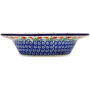 Polish Pottery 8-inch Pasta Bowl made by Ceramika Artystyczna (Babcia's Garden Theme) + Certificate of Authenticity