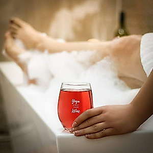 Firelou's Bargains, Yoga First Then Wine 15 oz. Novelty Stemless Wine Glass, Great gift for Yoga and Wine lovers. Relax with your favorite beverage after an intense Yoga session.