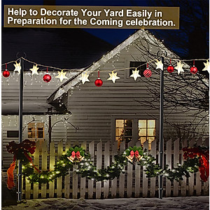 Derkniel 10 FT Outdoor String Light Pole Stand for Garden Lawn, Adjustable Globe Patio Light Post for Hanging Outside Decorate Lighting, 1 Pack