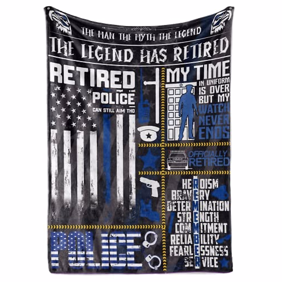 InnoBeta Police Retirement Gifts for Men, Retirement Gifts for Police Officers Men, Bed Flannel Fleece Plush Blankets (50"x 65") - The Legend Has Retired
