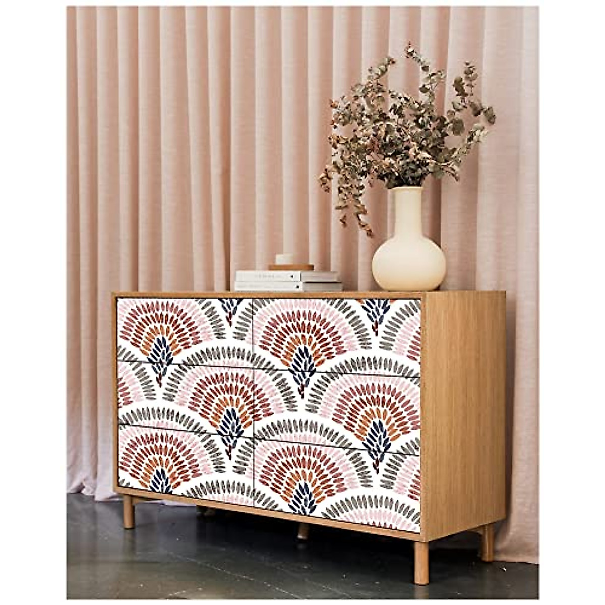 HAOKHOME 96090 Polka Dot Scall Peel and Stick Wallpaper Wave Pink/White/Brown Stick on Removable Home Decorations 17.7in x 118in