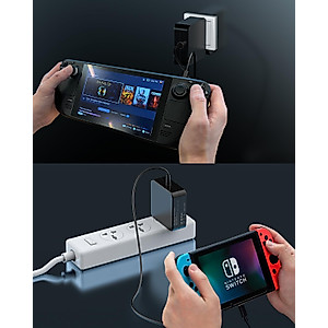 65W/45W PD Foldable Power Adapter, USB C Fast Charger for Steam Deck/Nintendo Switch/Steam Deck TV Dock Console/Switch/Lite/Phone/Tablet/Laptop
