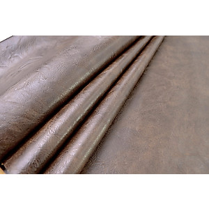 1 Yards 54" x 36" Dark Brown Faux Leather Fabric Distressed Crazy Horse Soft Fake Leather Fabric by The Yard Dark Brown Upholstery Vinyl for Sofa Bags Chairs Car Seats DIY Crafts