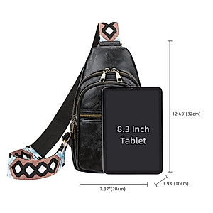 Cynure Women's Vegan Leather Sling Bag Packs Small Zipper Crossbody Chest Backpacks, Black