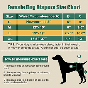 Langsprit Washable Female Dog Diapers (3 Pack) - Reusable Dog Diapers for Female Dogs - Highly Absorbent Dog Diapers for Dogs in Period XL