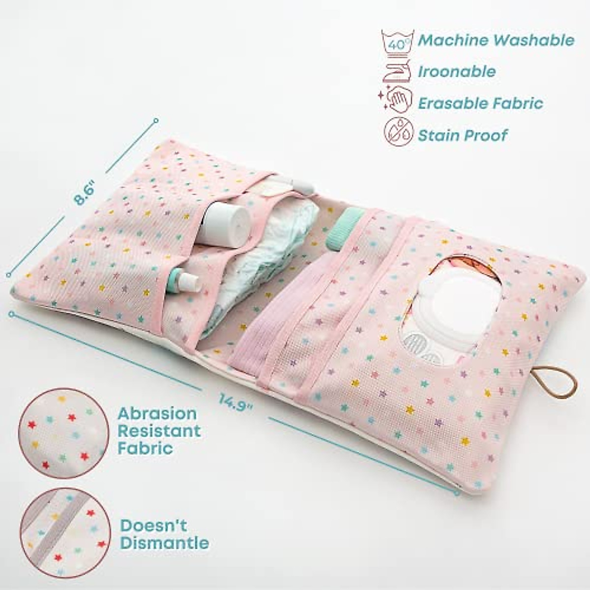 HAMUR Baby Bag Organizer, Portable Stroller Mini Diaper Bag Pouches Travel Gear, Foldable Newborn Baby Essentials must haves bag for Boys & Girls (Elephant)