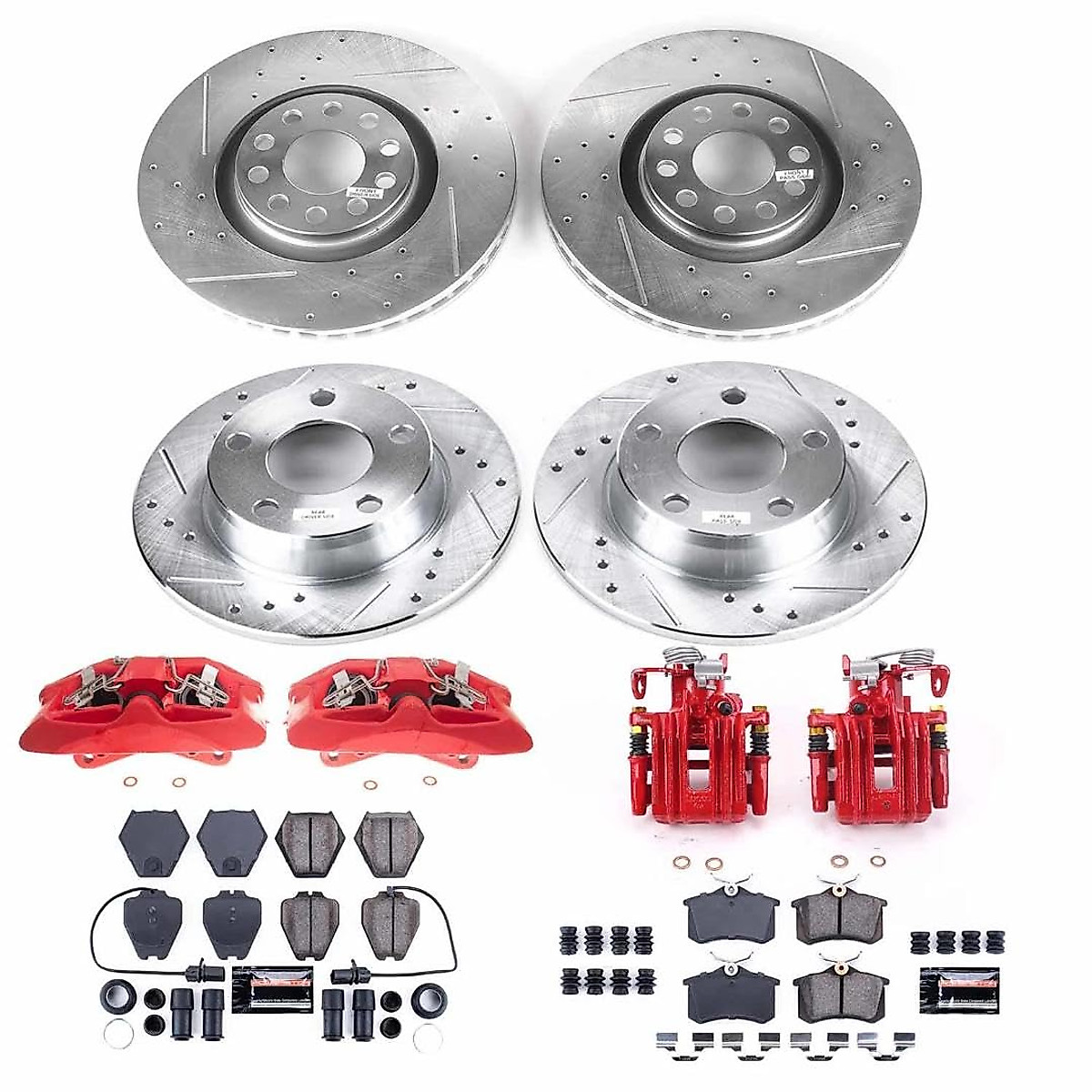 Power Stop KC890 Z23 Front and Rear Brake Caliper Kit-Brake Rotors, Carbon Ceramic Brake Pads, Calipers For Audi A6 Quattro 2000-2001 [Model Specific]