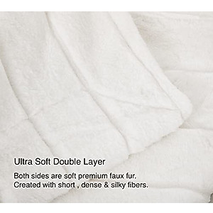 Ultra Soft Reversible Faux Fur Throw, Fluffy Blanket for Winter Sofa Couch, Cuddly & Warm(50"x 60", White)