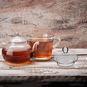 2-Pack Glass Teapot Replacement Lid - Clear Teapot Accessories with Strainer Cover for Home Kitchen Teapots