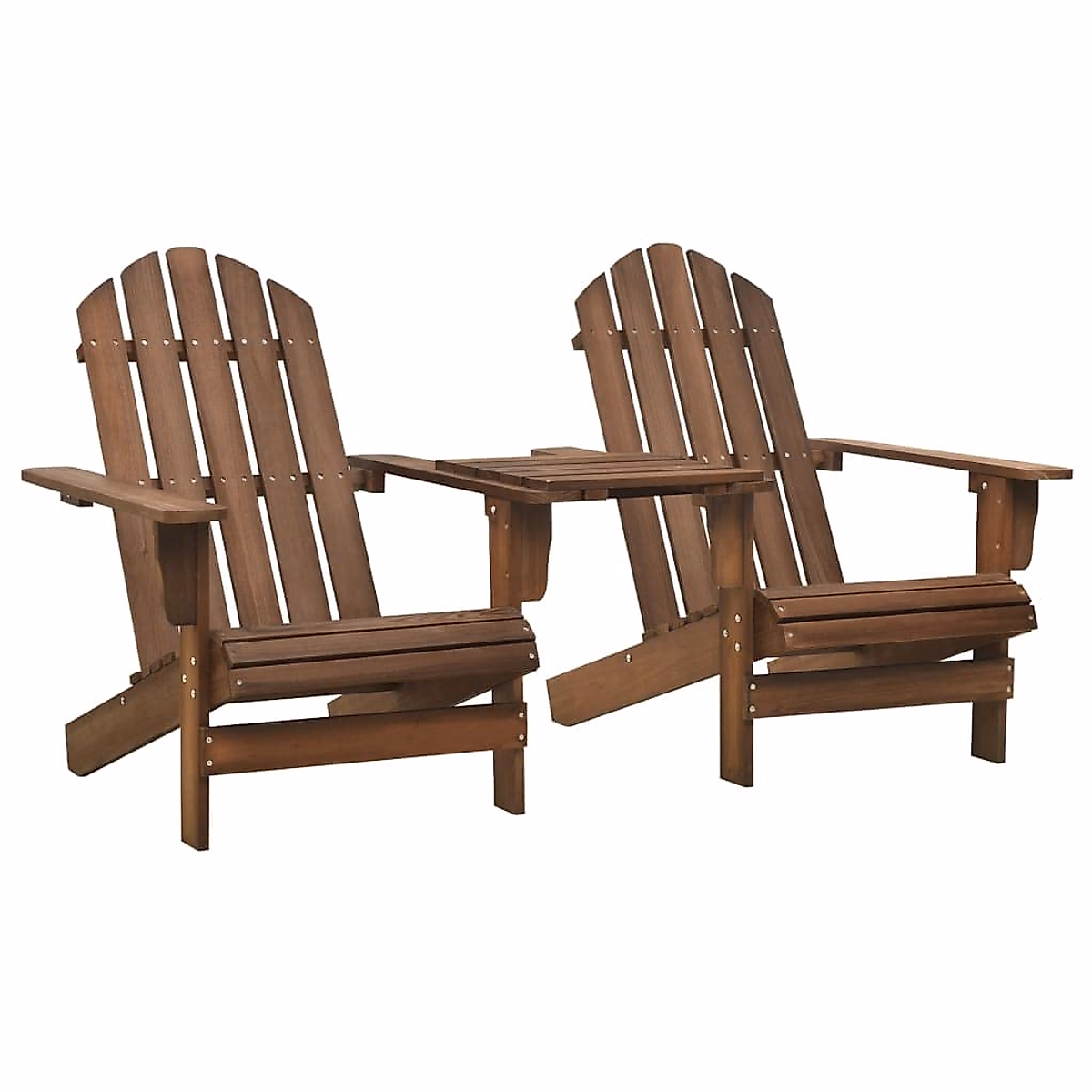 Tidyard Patio Adirondack Chairs with Tea Table Solid Wood Fir Brown Outdoor Fire Pit Chair Wooden Garden Armchair for Porch Pool Lawn Deck Backyard Balcony Outdoor