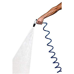 HoseCoil 3/8 inch Self Coiling Garden, Marine, RV, Outdoor Water Hose (25 feet, Blue)