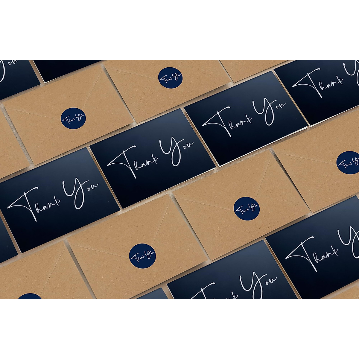 VEEYOL 100 Navy Thank You Cards with Kraft Envelopes, 5x3.75 Inches Greenery Eucalyptus Thank You Notes For Wedding, Baby Shower, Graduation, Bridal, Business, Anniversary