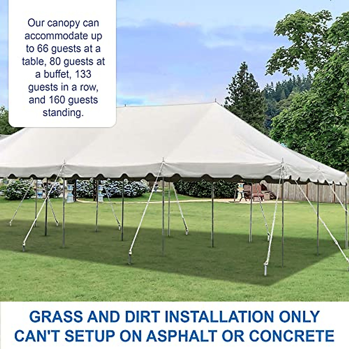 Party Tents Direct 20'x40' Canopy Tent, Weekender Canopy Pole Tent, Easy Up with Heavy Duty PVC White Top, 160 Person Capacity, Outdoor Canopies, Tents for Parties, Weddings & Events