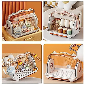 Baby Bottle Drying Rack, Baby Bottle Drying Rack with Cover, Drying Rack for Baby Bottles Accessories, Portable Bottle Drying Rack, Bottle Drying Rack Container with Drainer, for Home, Kitchen