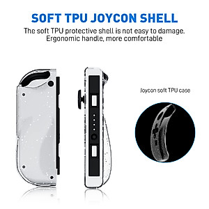 GLDRAM Upgrade Glitter Case for Nintendo Switch OLED 2021, Dockable PC Protective Cover for Switch OLED Console, and Ergonomic TPU Grip Case for Joycon - Sparkle Shell