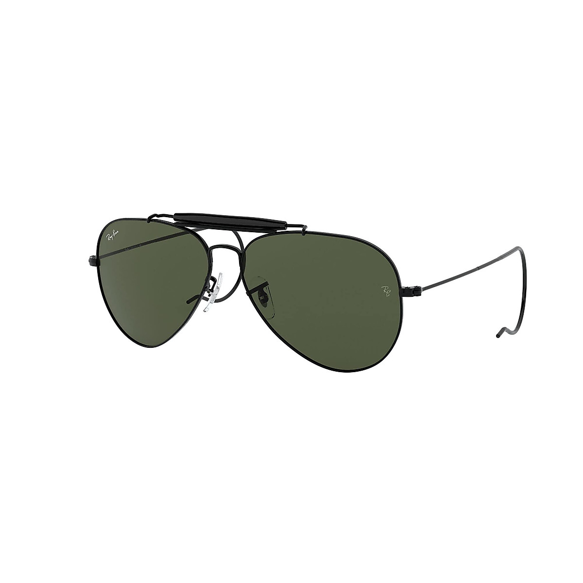 Ray-Ban RB3030 Outdoorsman I Aviator Sunglasses, Black/G-15 Green, 58 mm