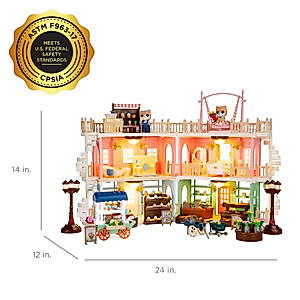 Best Choice Products Deluxe Cottage Dollhouse Town Mansion Playset Gift Set Pretend Play Toy with 225 Accessories and Tiny Critters for Kids