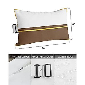 Prime Leader Recliner Head Pillow Ledge Loungers Chair Pillows with Insert Geometric Modern Art Yellow Stripes White Brown Lumbar Pillow with Adjustable Strap Outdoor Waterproof Patio Pillows, 2 PCS