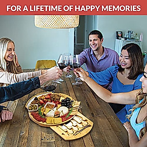 Round Cheese and Charcuterie Board Set - 13", Round Charcuterie Board, Bamboo Cheese Board and Knife Set, Beautiful Charcuterie Gift for Mom, Round Cheese Board Set, Circle Charcuterie Board Round