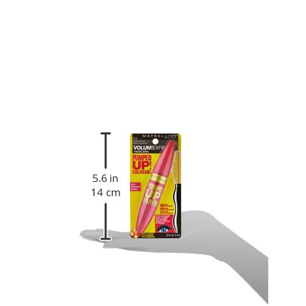 Maybelline Volum' Express Pumped Up Colossal Mascara, Washable Formula Infused with Collagen for Up To 16x Lash Volume, Glam Black, 1 Count